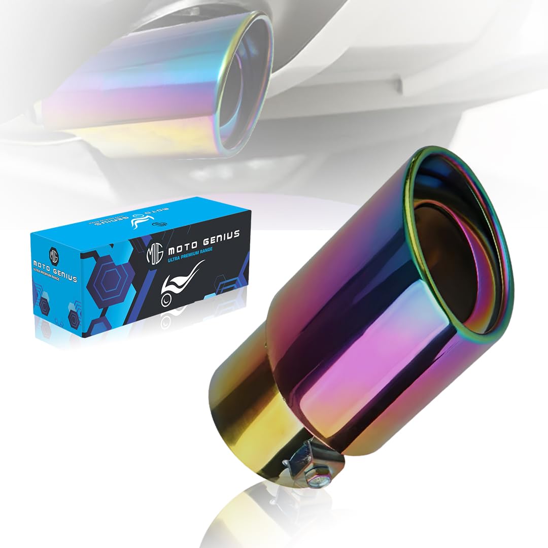 MOTO GENIUS Universal Stainless Steel Car Exhaust Tip | Chrome Bolt-On ...