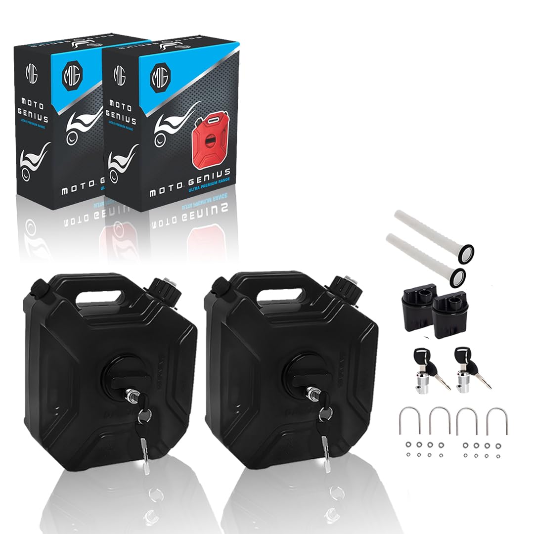 MOTO GENIUS Universal 5 Liter Fuel Jerry Can With Clamp and Cap For Mo ...